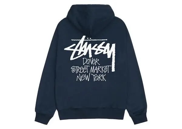 StüSsy X Dover Street Market New York Zip Hoodie - Navy Blue